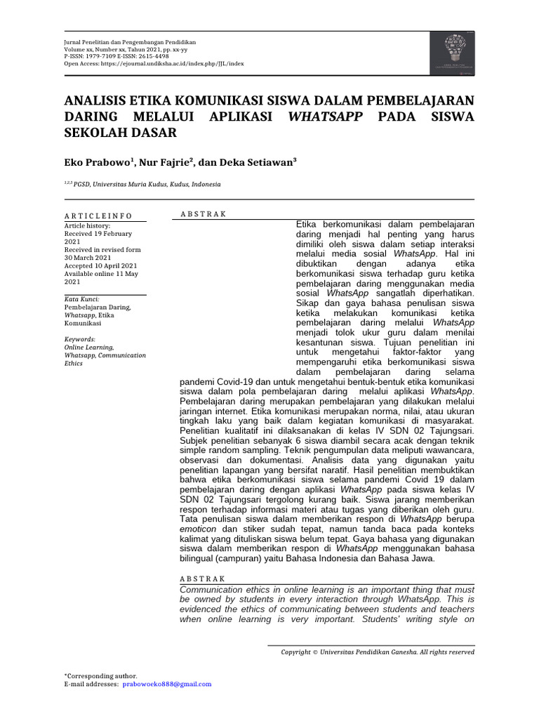 Jurnal JPPP Oleh Eko Prabowo Universitas Muria Kudus | PDF