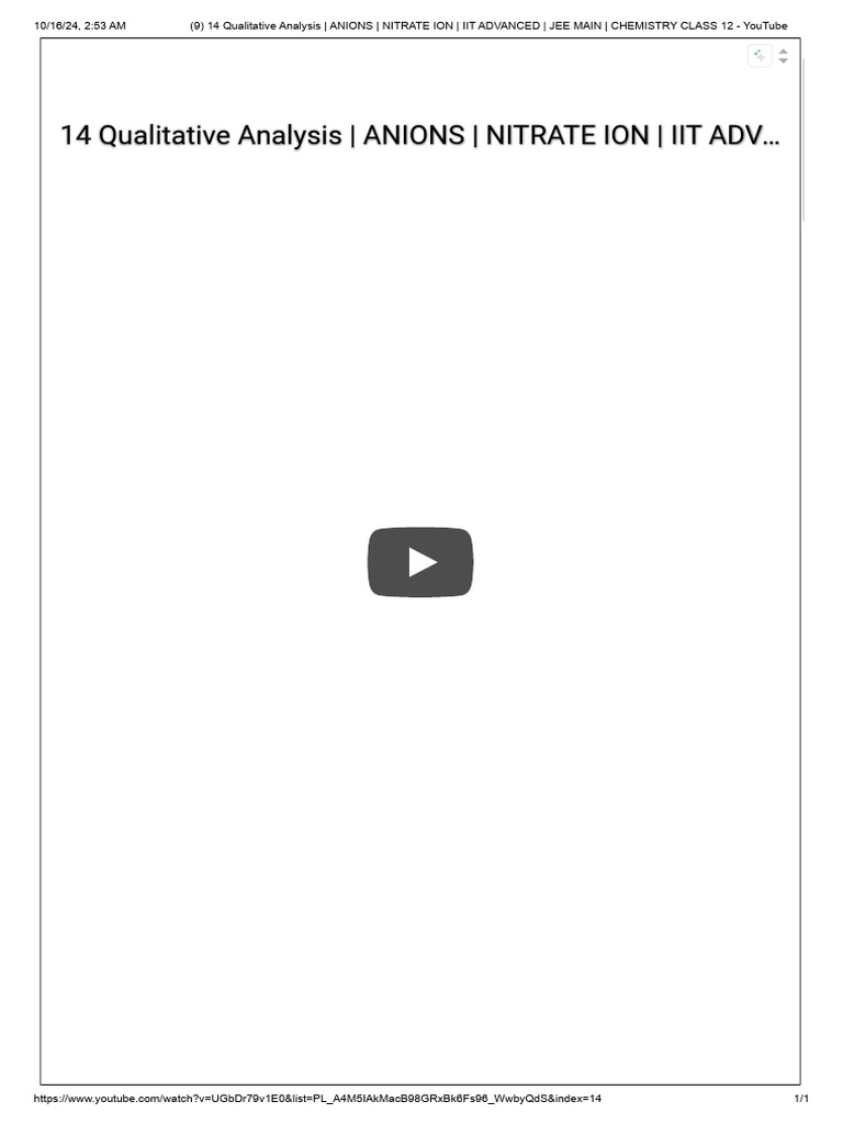 14 Qualitative Analysis - ANIONS - NITRATE ION - IIT ADVANCED - JEE ...