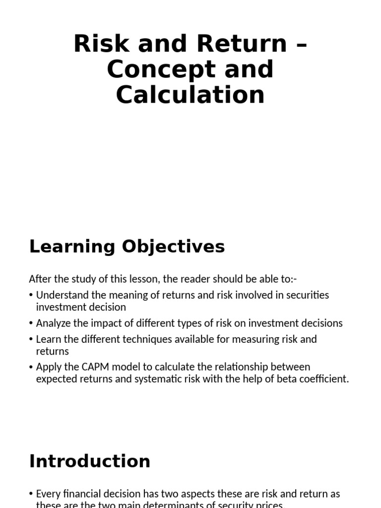 Risk and Return | PDF | Financial Risk | Risk