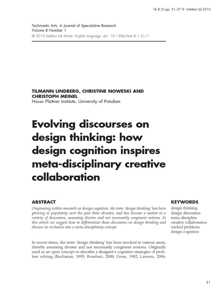 Evolving Discourses On Design Thinking: How Design Cognition Inspires Meta-Disciplinary Creative ...