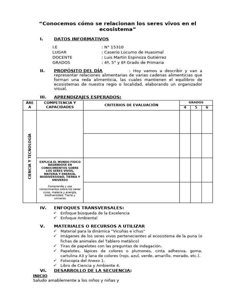 22 - CONOCEMOS CÓMO SE RELACIONAN LOS SERES VIVOS EN EL ECOSISTEMA - PARTE 2 | PDF