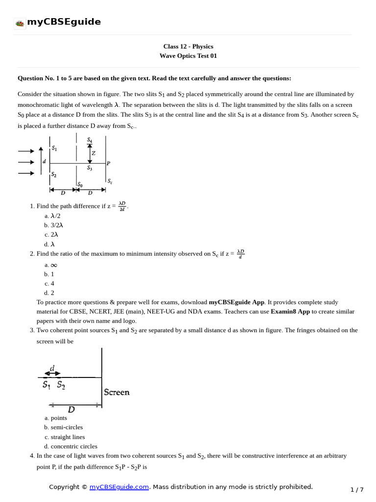 12_physics_waveoptics_tp01 | PDF | Diffraction | Coherence (Physics)