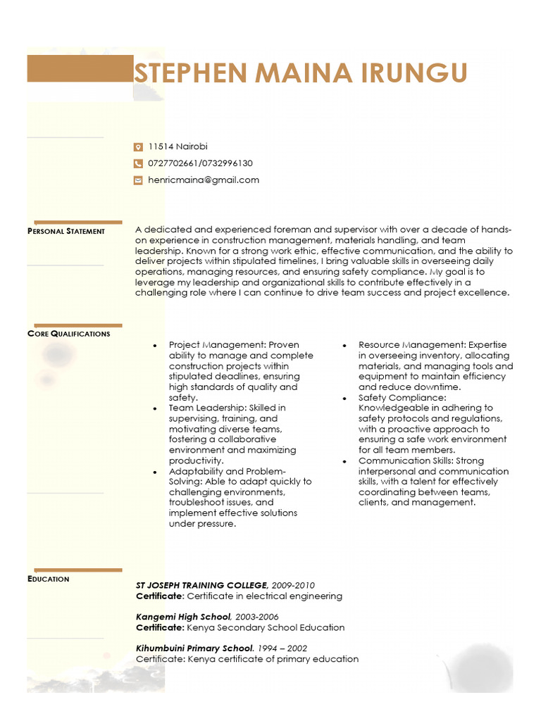 Stephen Maina Irungu Cv2 | PDF | Leadership | Business
