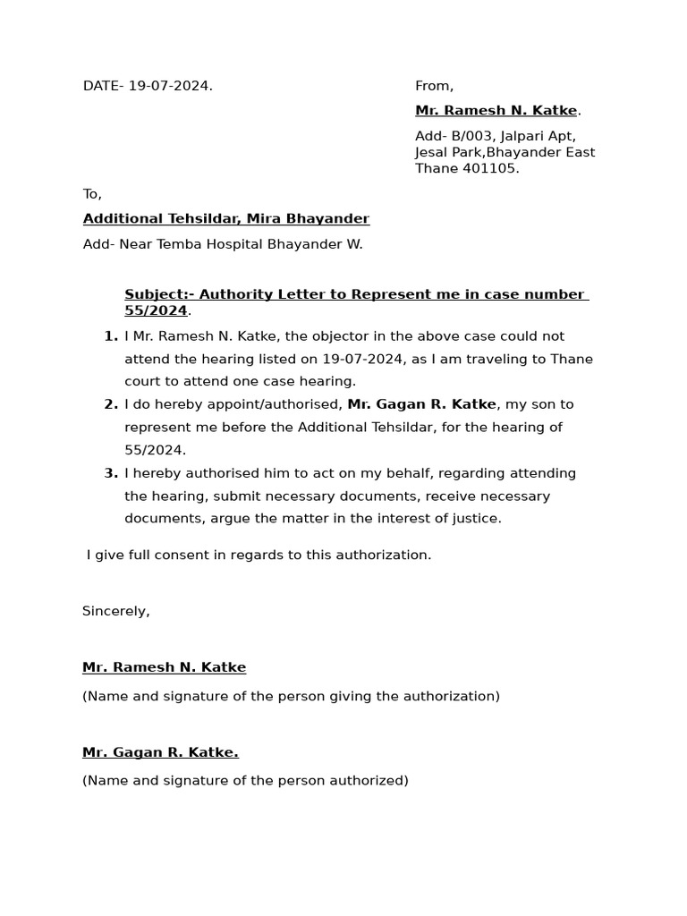 Authority Letter | PDF | Justice | Crime & Violence