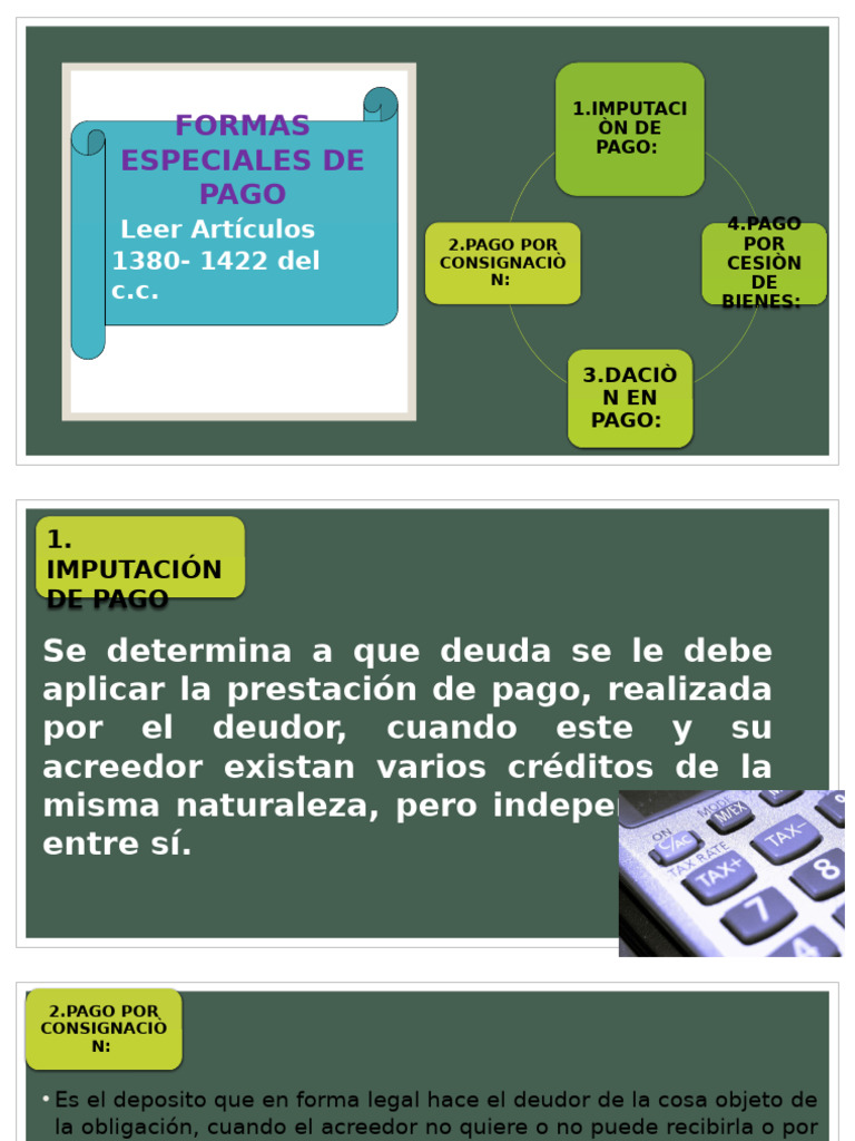 Formas Especiales de Pago en Derecho Civil | PDF | Pagos | Derecho ...