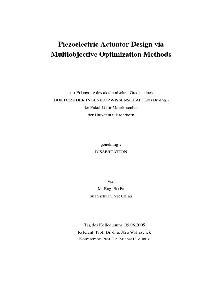 Piezoelectric Actuator Design Via Multiobjective Optimization Methods | PDF | Piezoelectricity ...