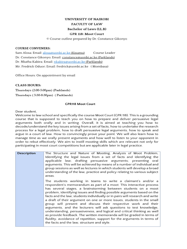 GPR118 Moot Court Course Outline (13.2.2023 | PDF | Lexis Nexis | Argument