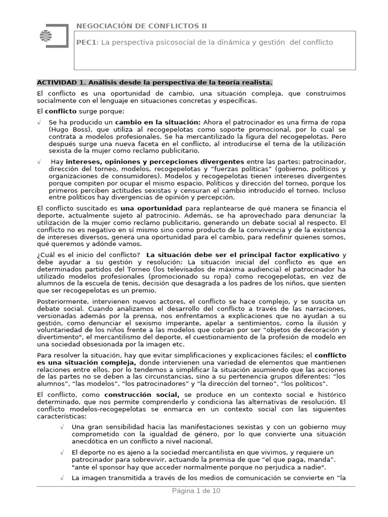 Propuesta Modelo Solución Pec1 NC II 04 05 II Sem | PDF | Conflicto (proceso) | Narración