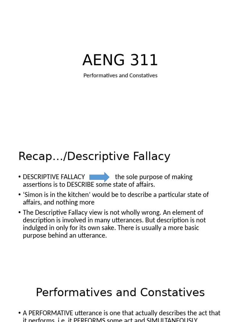 Performatives and Constatives | PDF | Verb | Language Mechanics