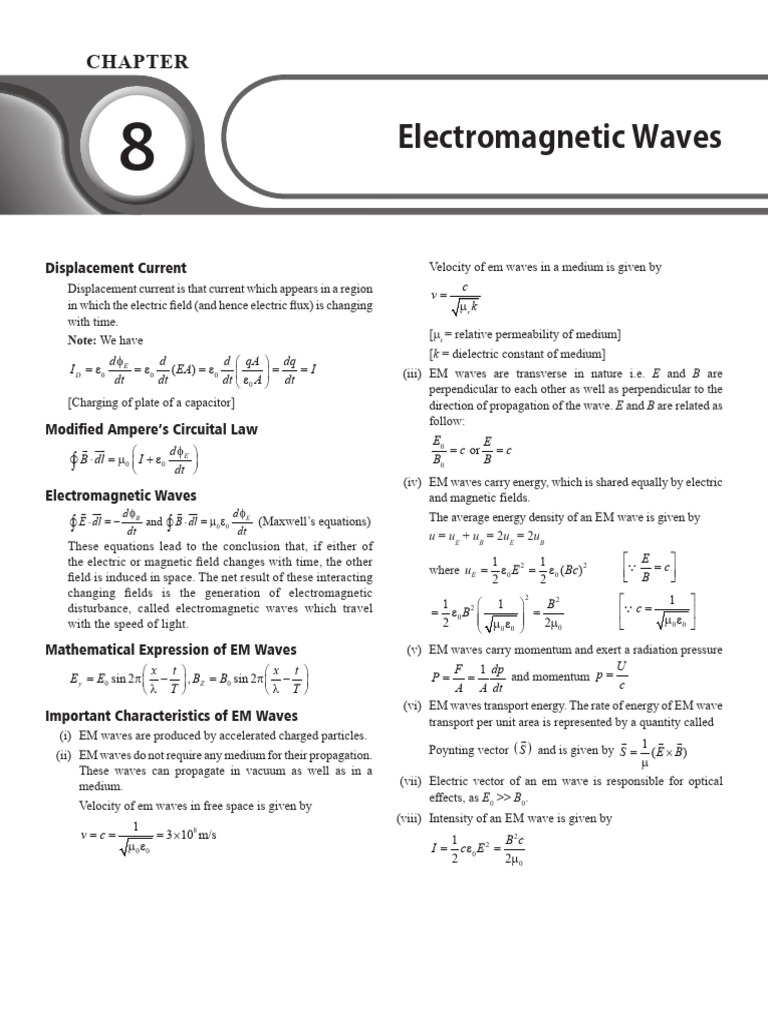 Electromagnetic Waves _ Short Notes | PDF | Waves | Electromagnetic ...