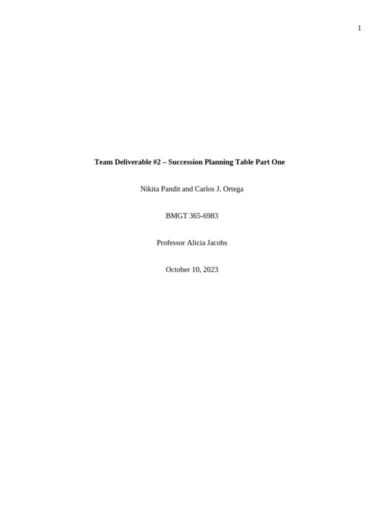 Succession Planning Table Overview | PDF | Organizational Behavior ...