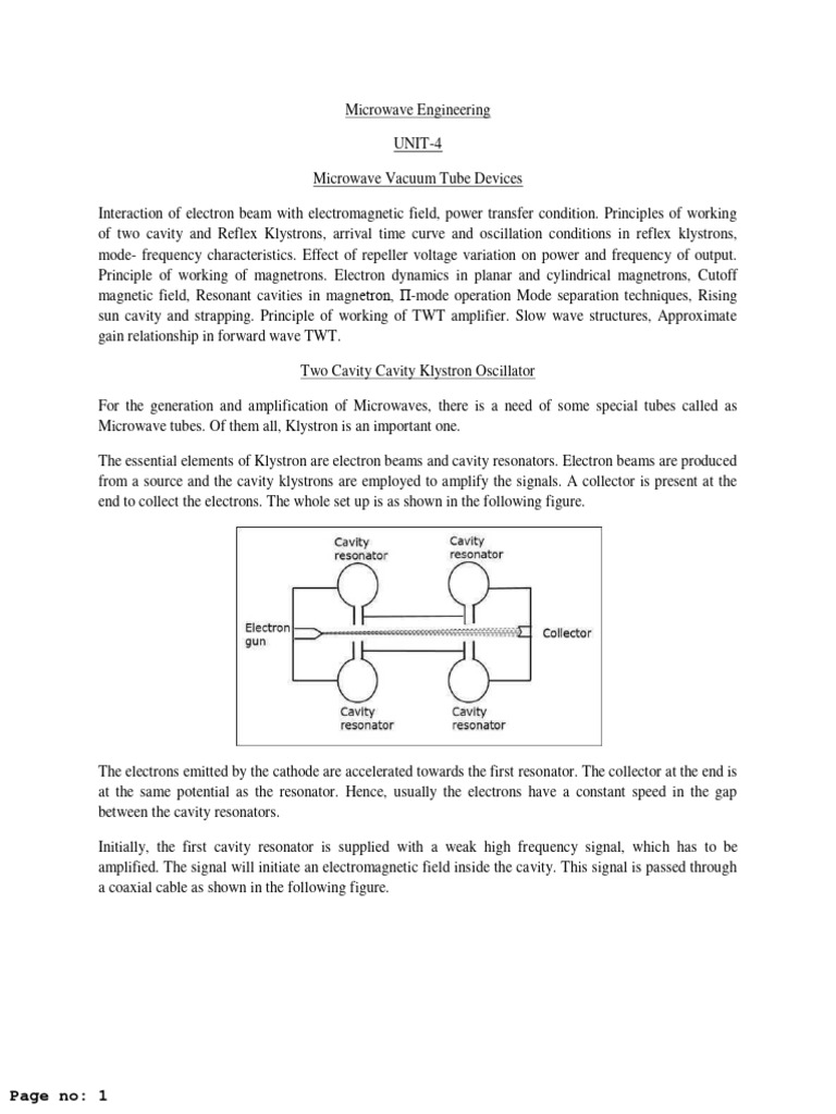 Microwave Vacuum Tube Devices Explained | PDF | Vacuum Tube | Amplifier