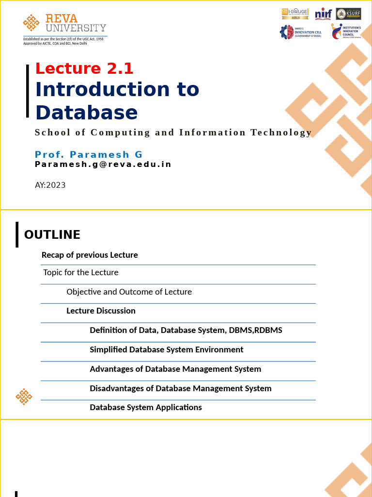 Lecture 2.1 | PDF | Databases | Relational Database