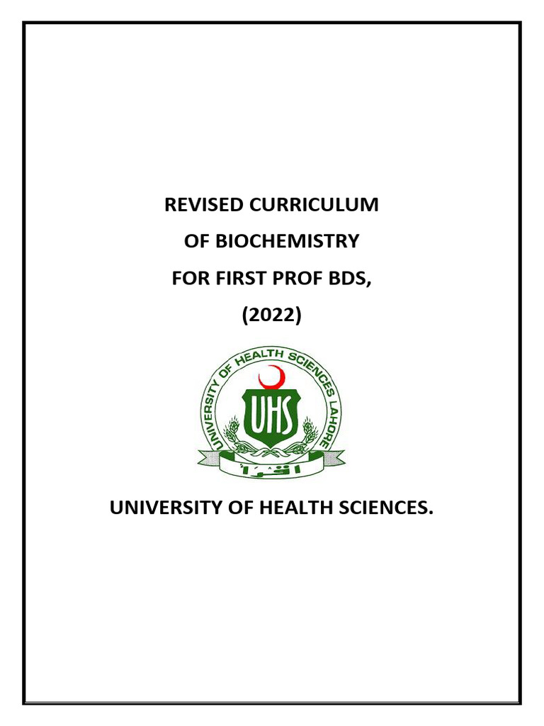 BDS 1st Year Biochemistry Syllabus | PDF | Biochemistry | Chemistry