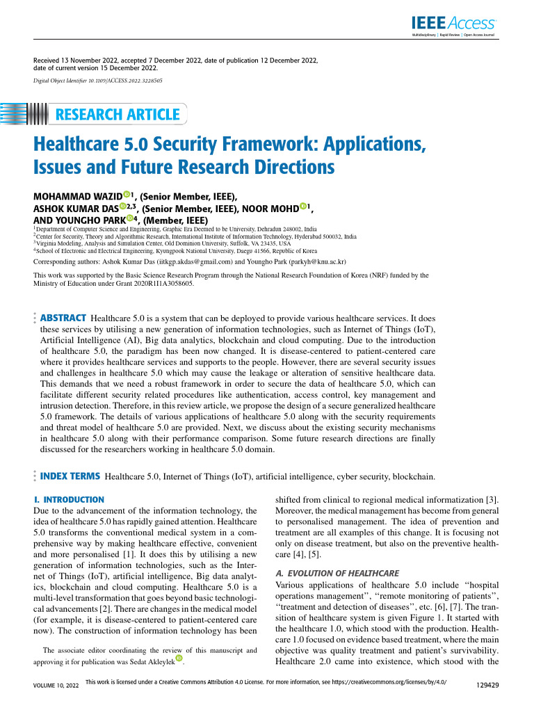 Healthcare 5.0 Security Framework Overview | PDF | Denial Of Service Attack | Security