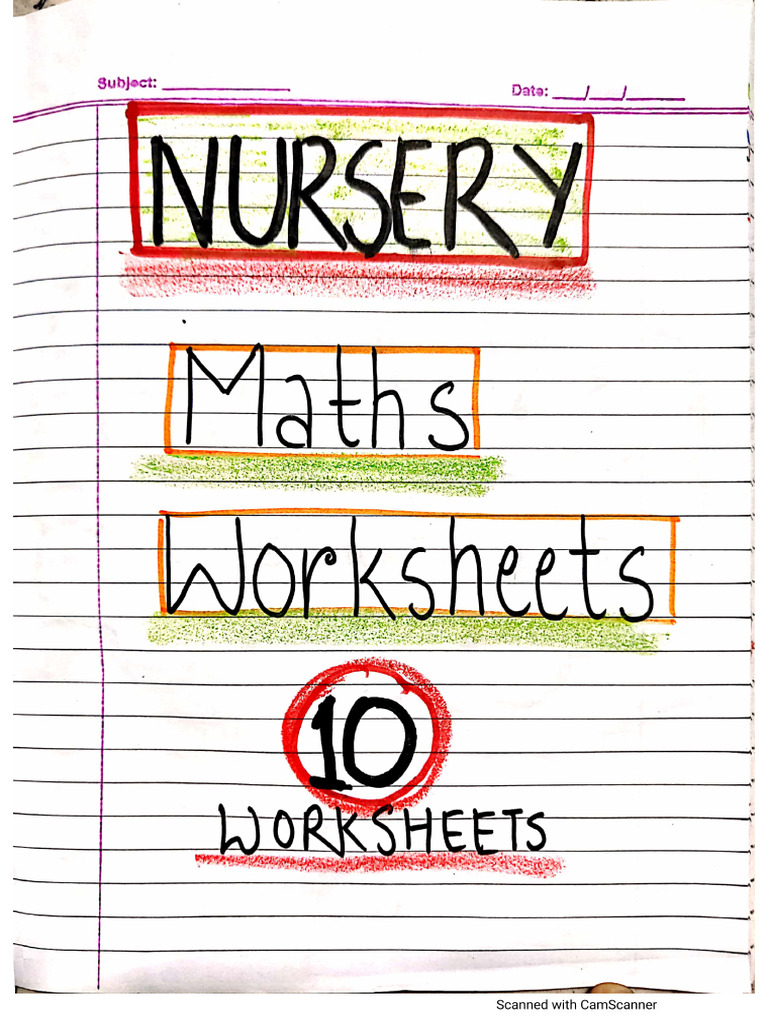nursery math worksheet | PDF