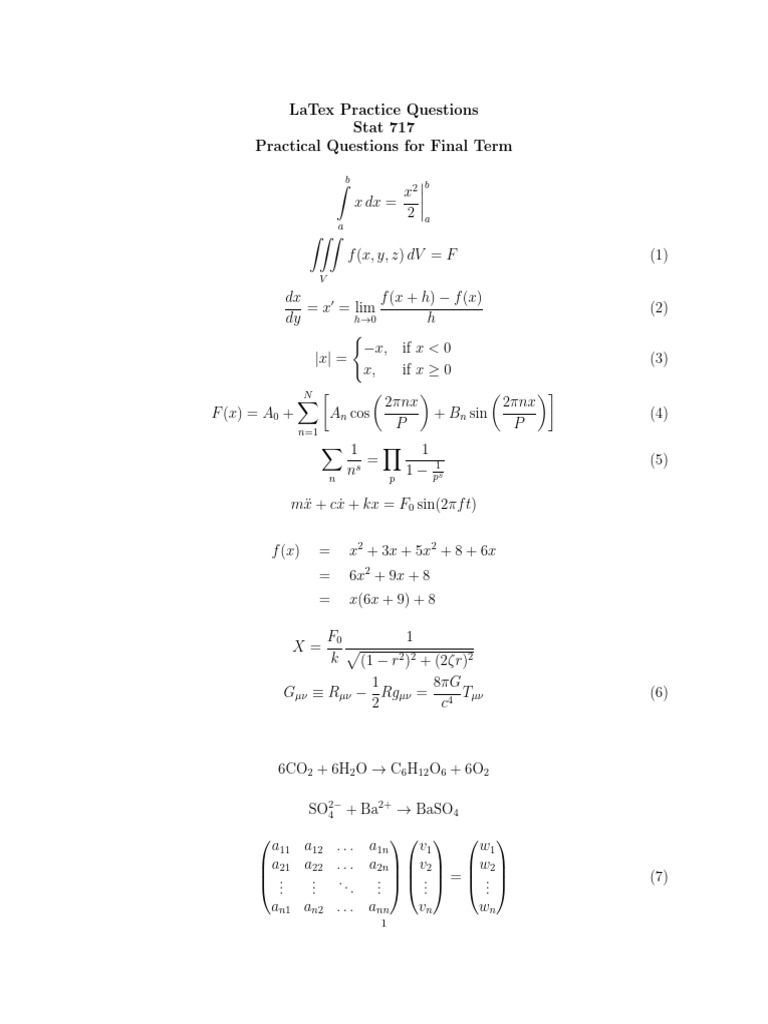LaTex Practice Questions | PDF