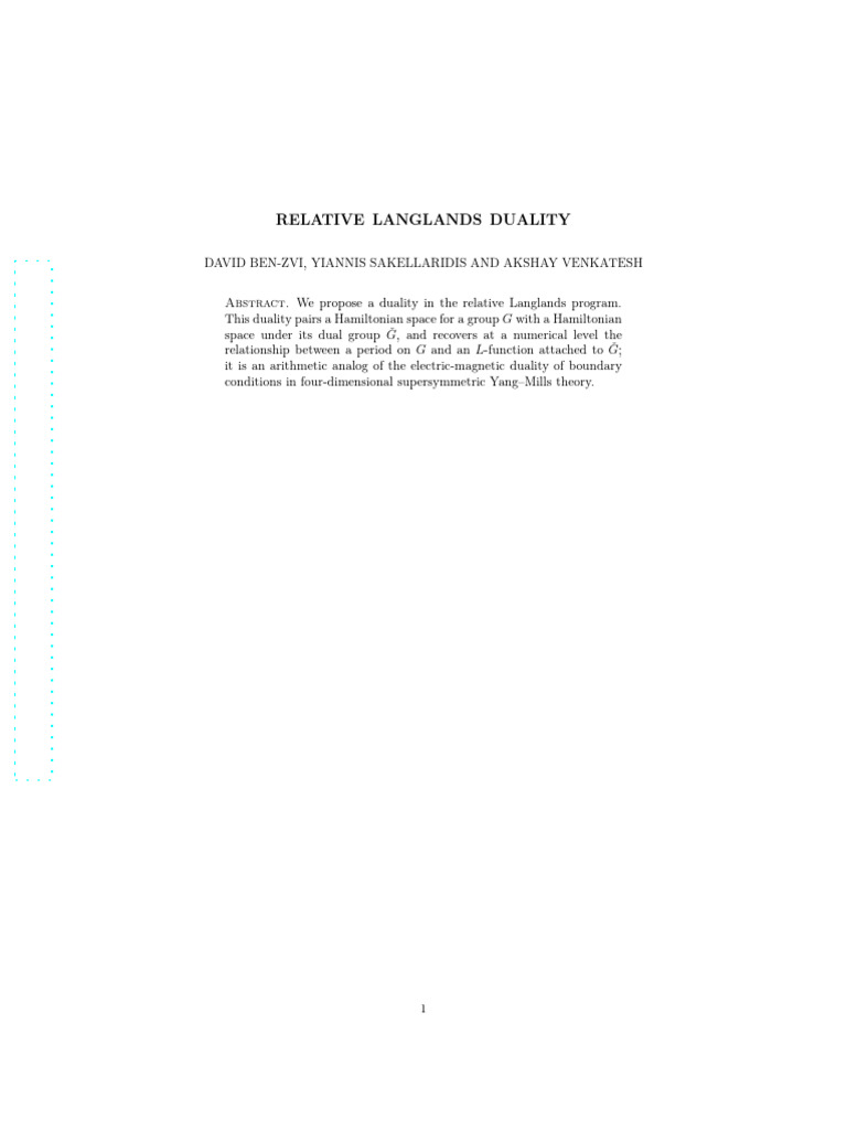Relative Langlands Duality Explained | PDF | Field (Mathematics ...