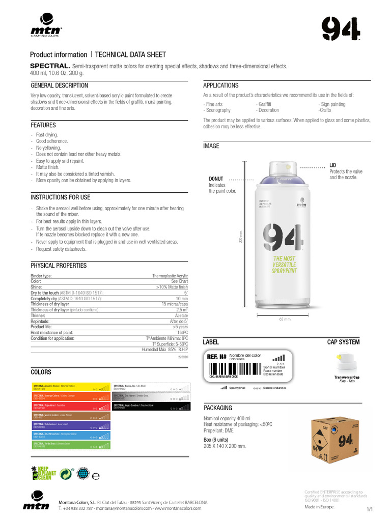 TDS_MTN_94_Spectro_EN | PDF | Paint | Color