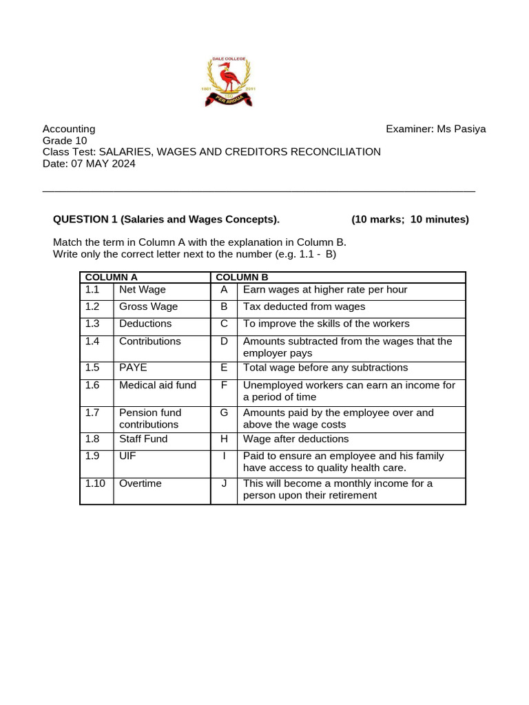 Acn Class Testgr 10 Term 2 Workbook Qp | PDF | Debits And Credits ...
