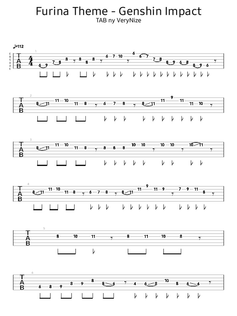 Furina Theme Guitar Tab - Genshin Impact | PDF | Chess