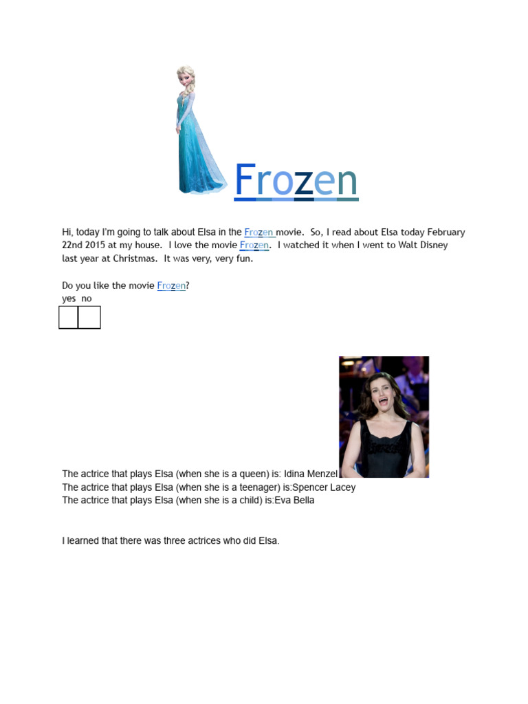 Elsa's Voice Actors in Frozen Movie | PDF