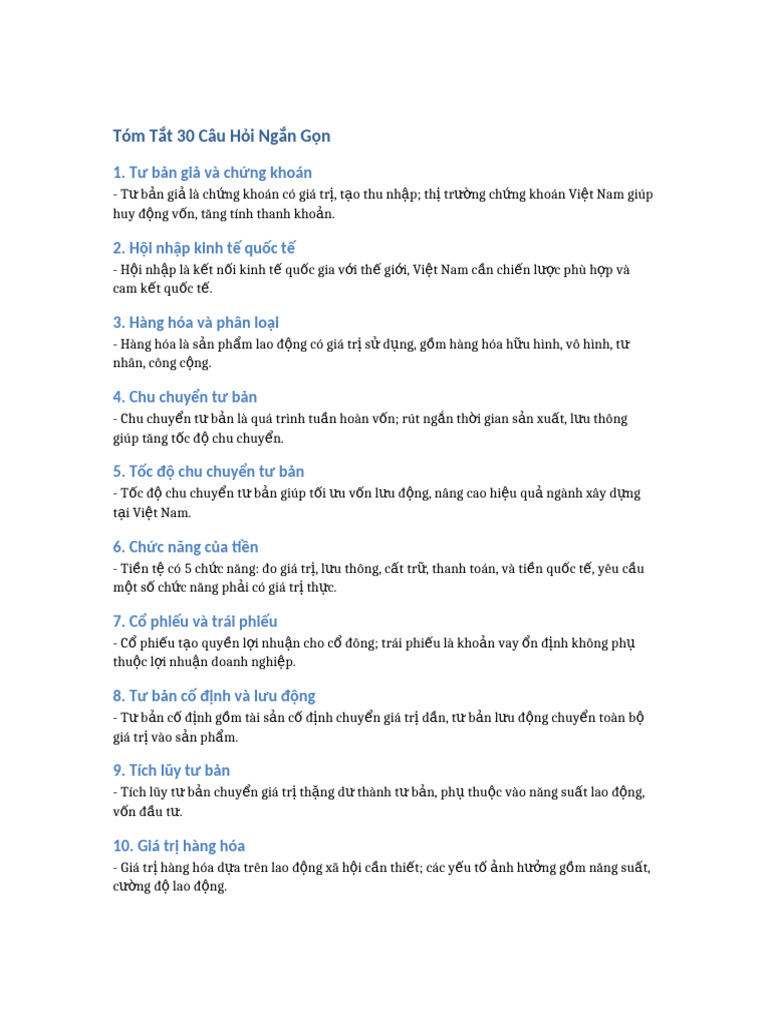 TomTat 30CauHoi | PDF