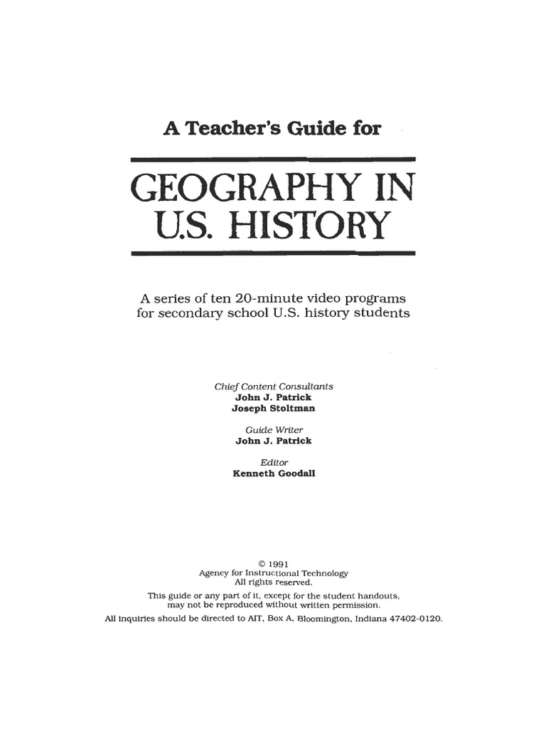 A Teachers Guide For Geography in U.S. History | PDF