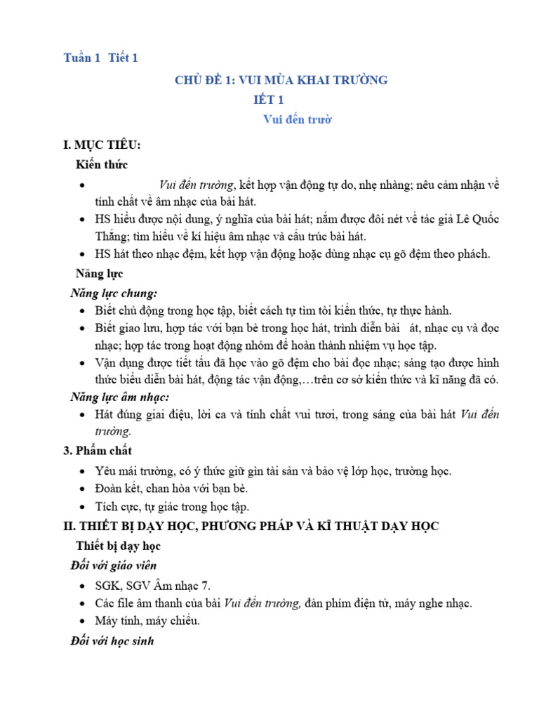 2025 KHBD ÂM NHẠC 7 TUẦN 1 - 11 | PDF