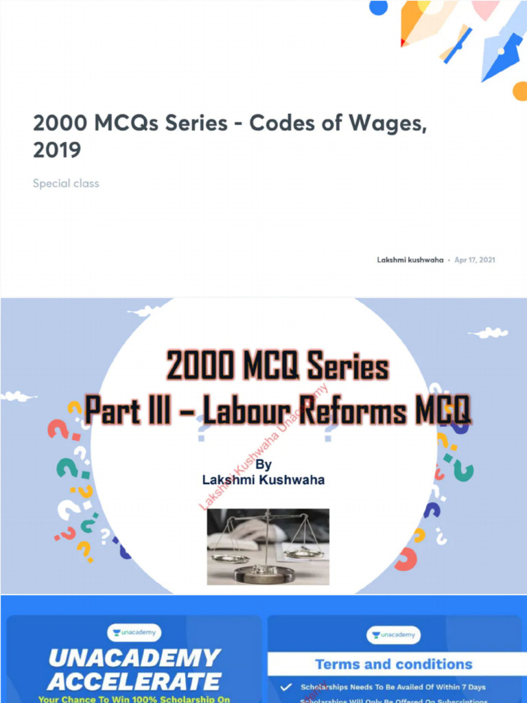 2000 MCQs Series Codes of Wages 2019 With Anno | PDF