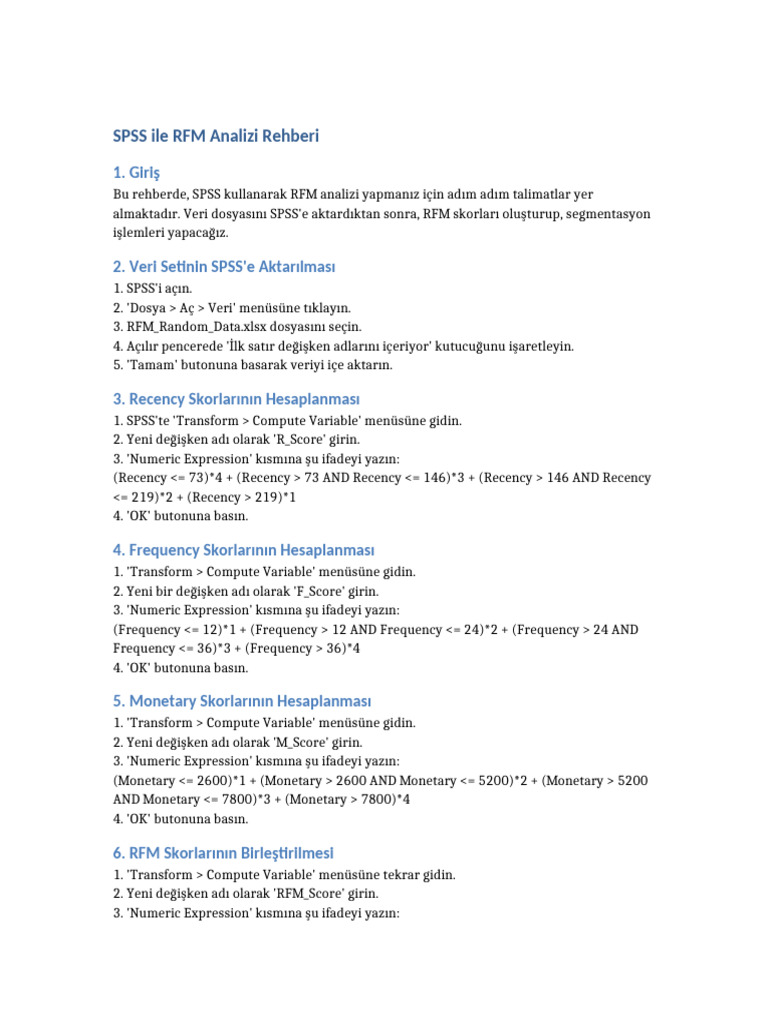 SPSS RFM Analysis Guide | PDF