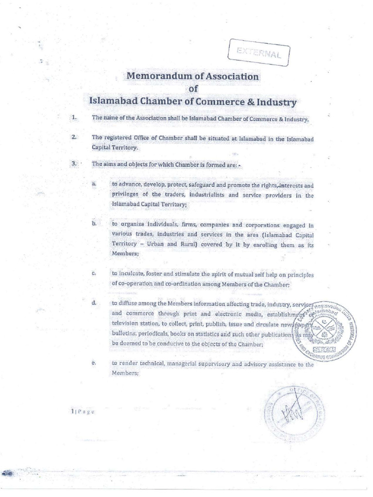 Memorandum Articles | PDF
