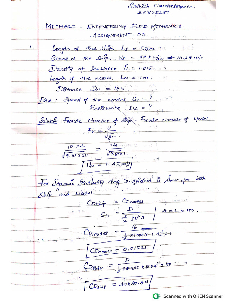 Fluid Mechanics Assignment | PDF