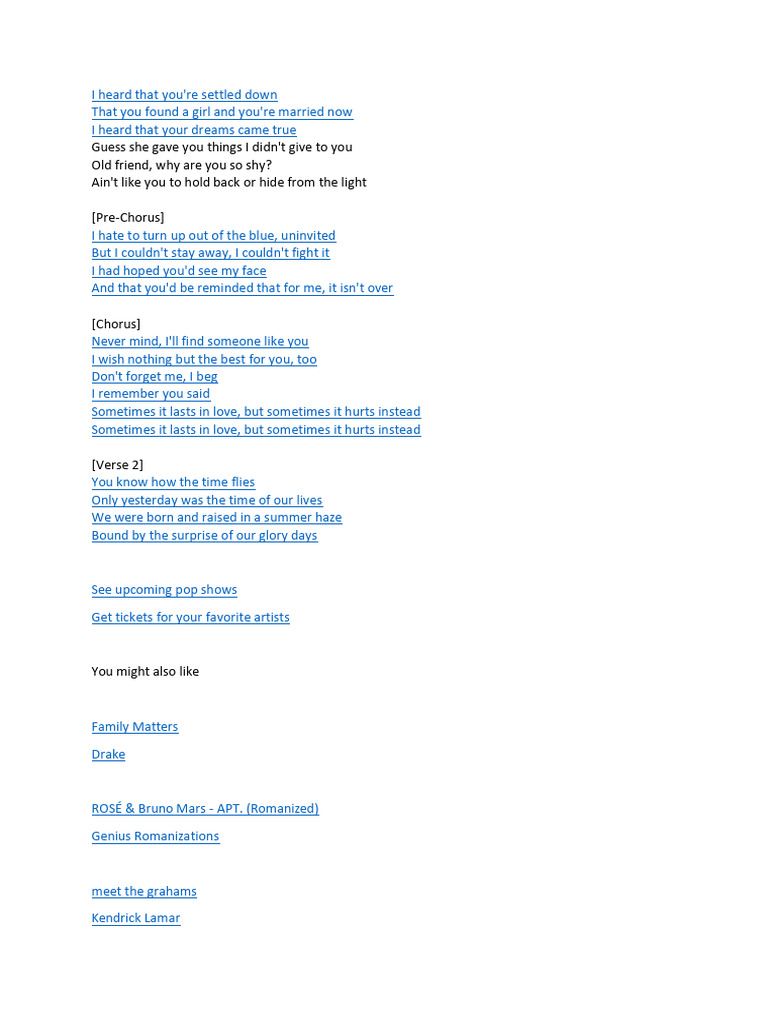 Someone Like U by Adele | PDF