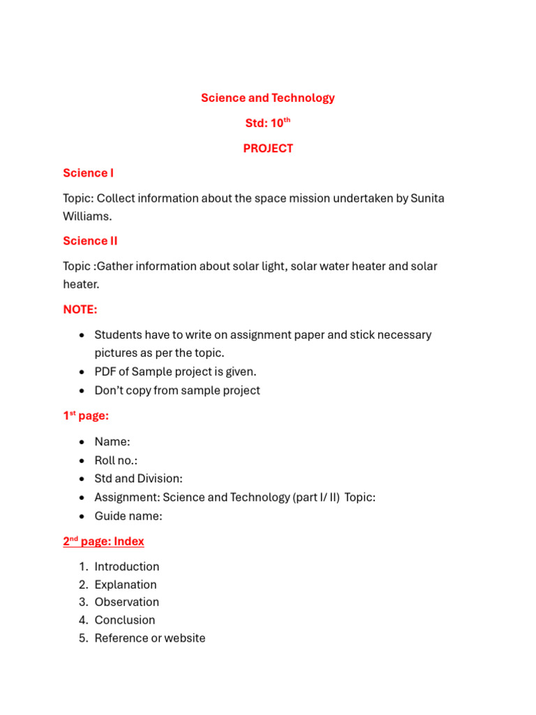 10th Grade Science Projects | PDF
