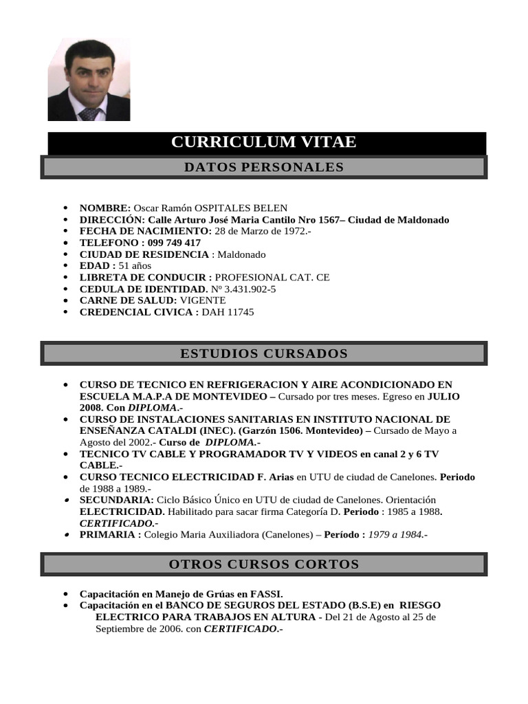Currículum Óscar Osp i 2024 | PDF | Electricista