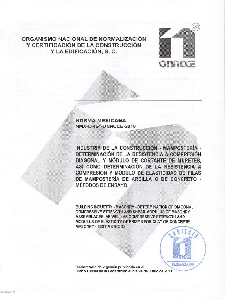 NMX C 464 Onncce 2010 | PDF