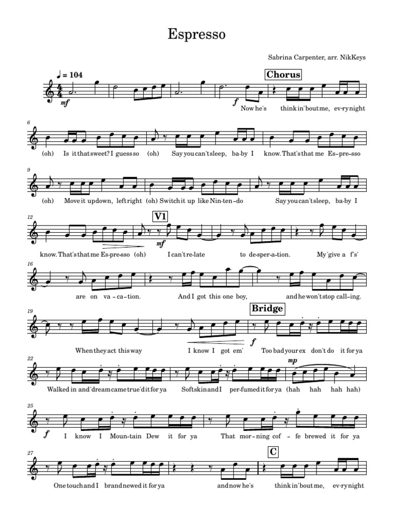 Espresso Sheet Music for Sabrina Carpenter | PDF