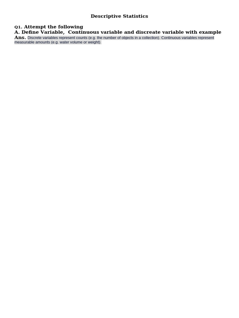 Descriptive Statistics | PDF