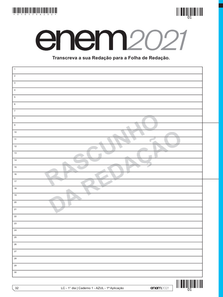 Folha Oficial Rascunho Redacao Enem | PDF