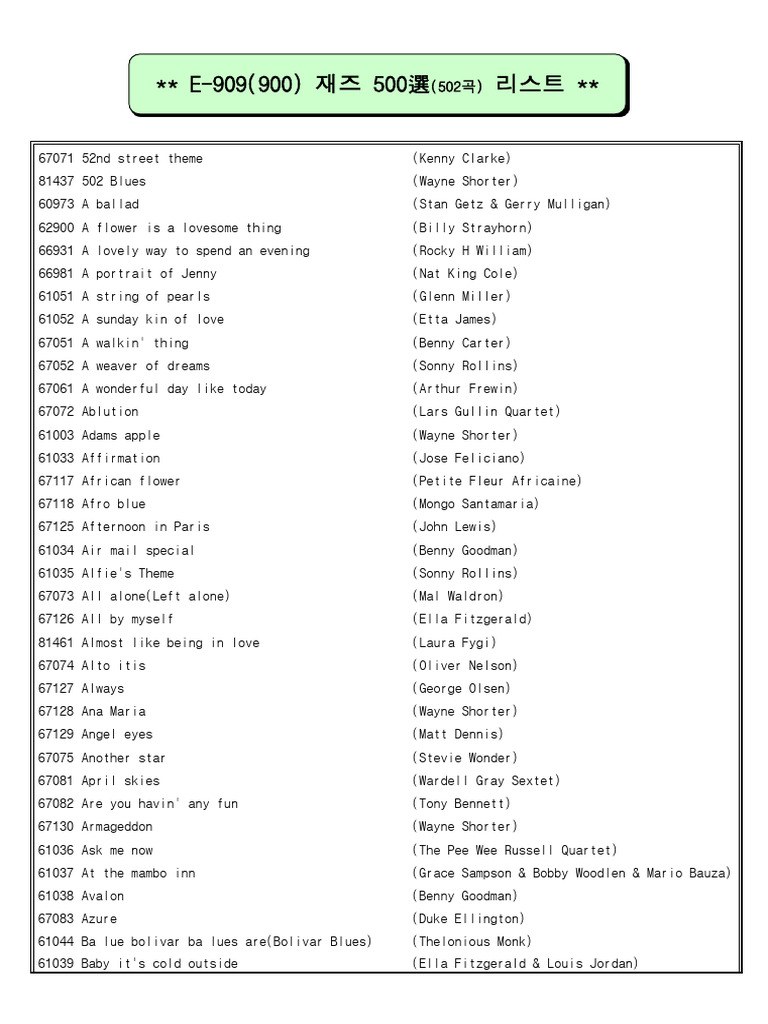 Jazz Classics List: 500 Essential Tracks | PDF | Jazz | Jazz Musicians