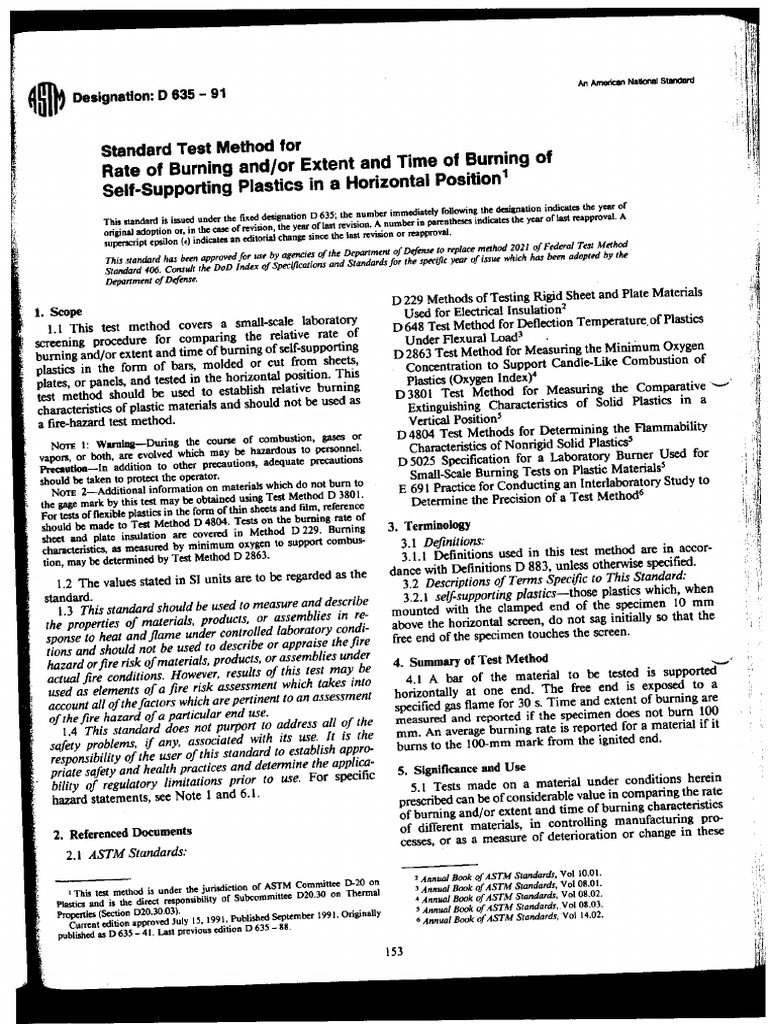 Burning Test (Astm D 635) | PDF