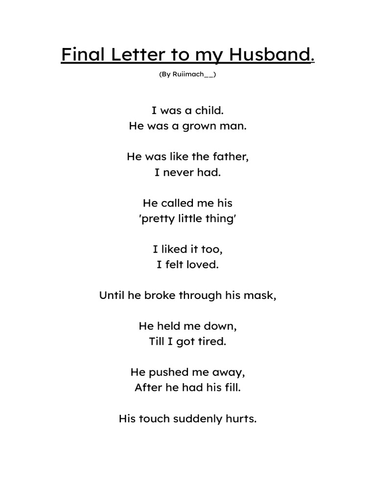 Final Letter To My Husband. | PDF