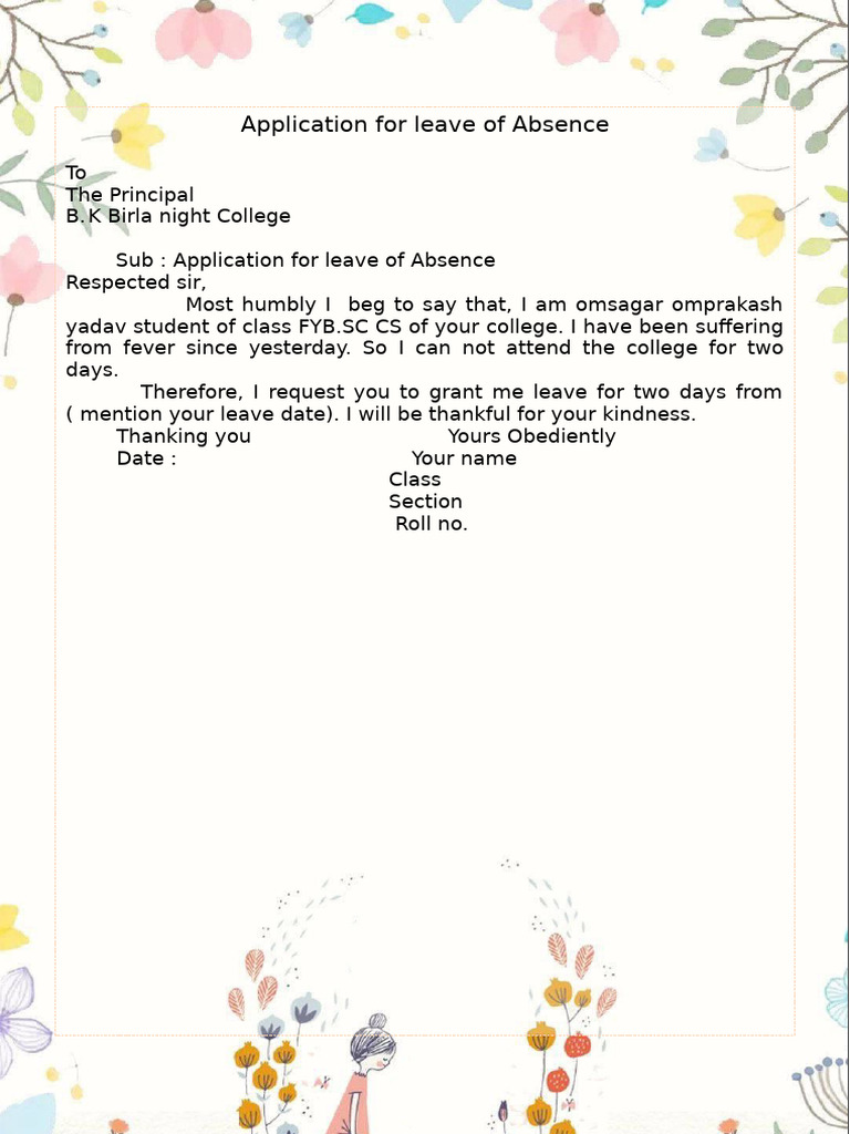 Student Leave Application for Illness | PDF
