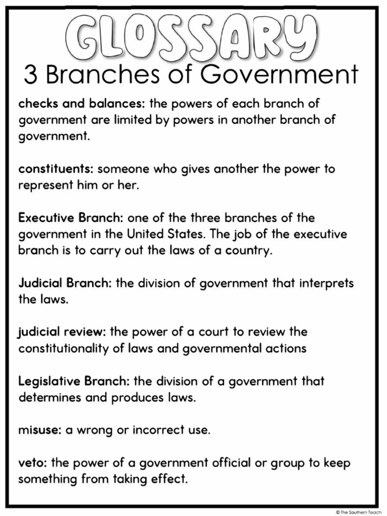3 Branches of Government GLOSSARY | PDF