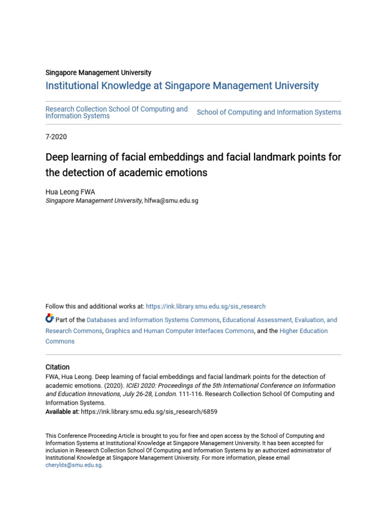Deep Learning of Facial Embeddings and Facial Landmark Points For | PDF ...