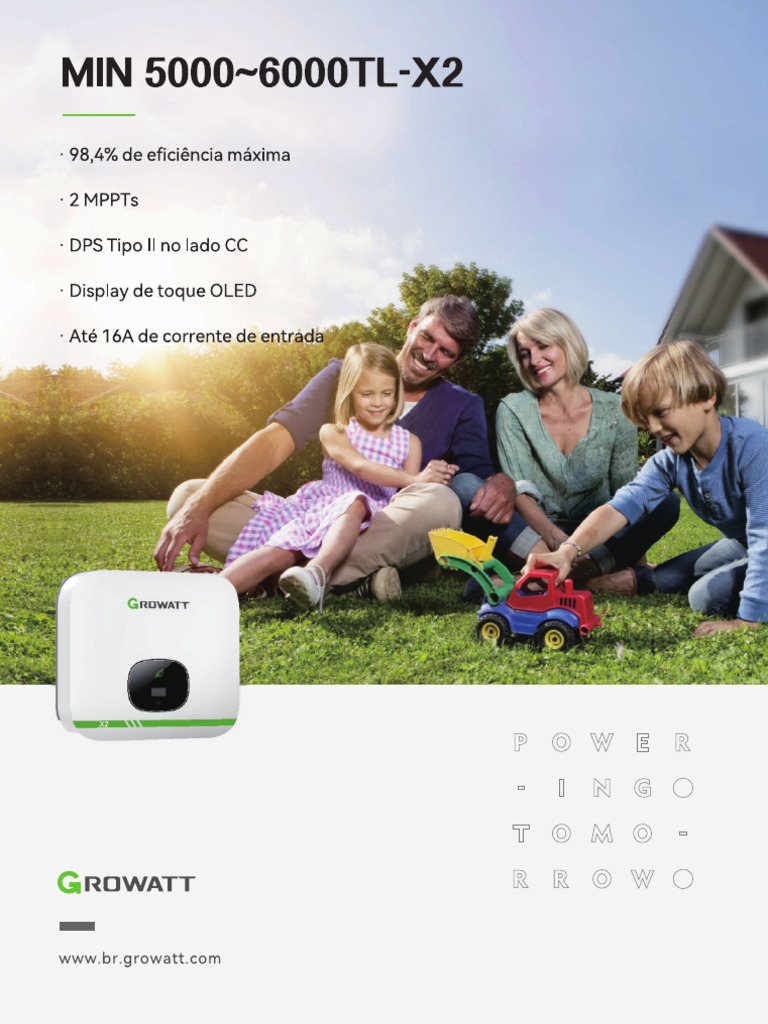 Datasheet IIN00251 - GROWATT MIN 5000TL-X2 - 220V - 2MPPT | PDF