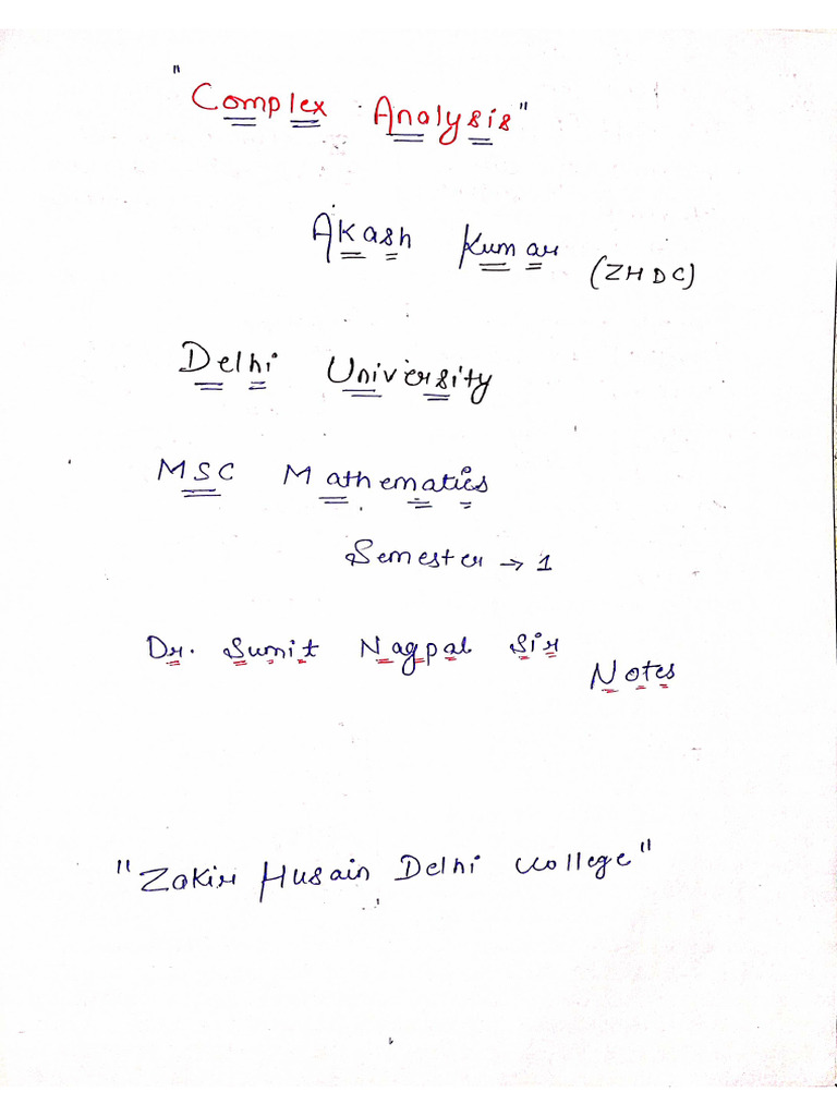 Akash Kumar (Complex Analysis) | PDF