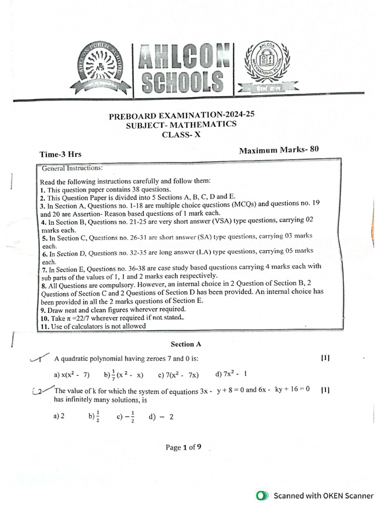 Maths 10 TH Class | PDF