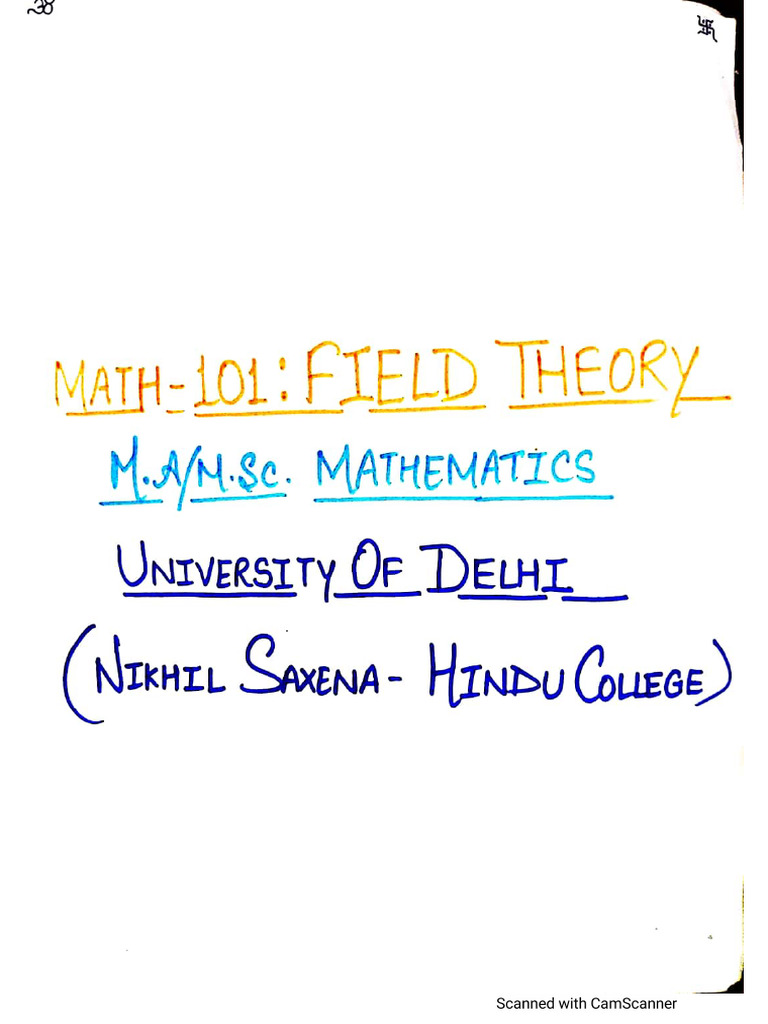 Field Theory Notes - 1 | PDF